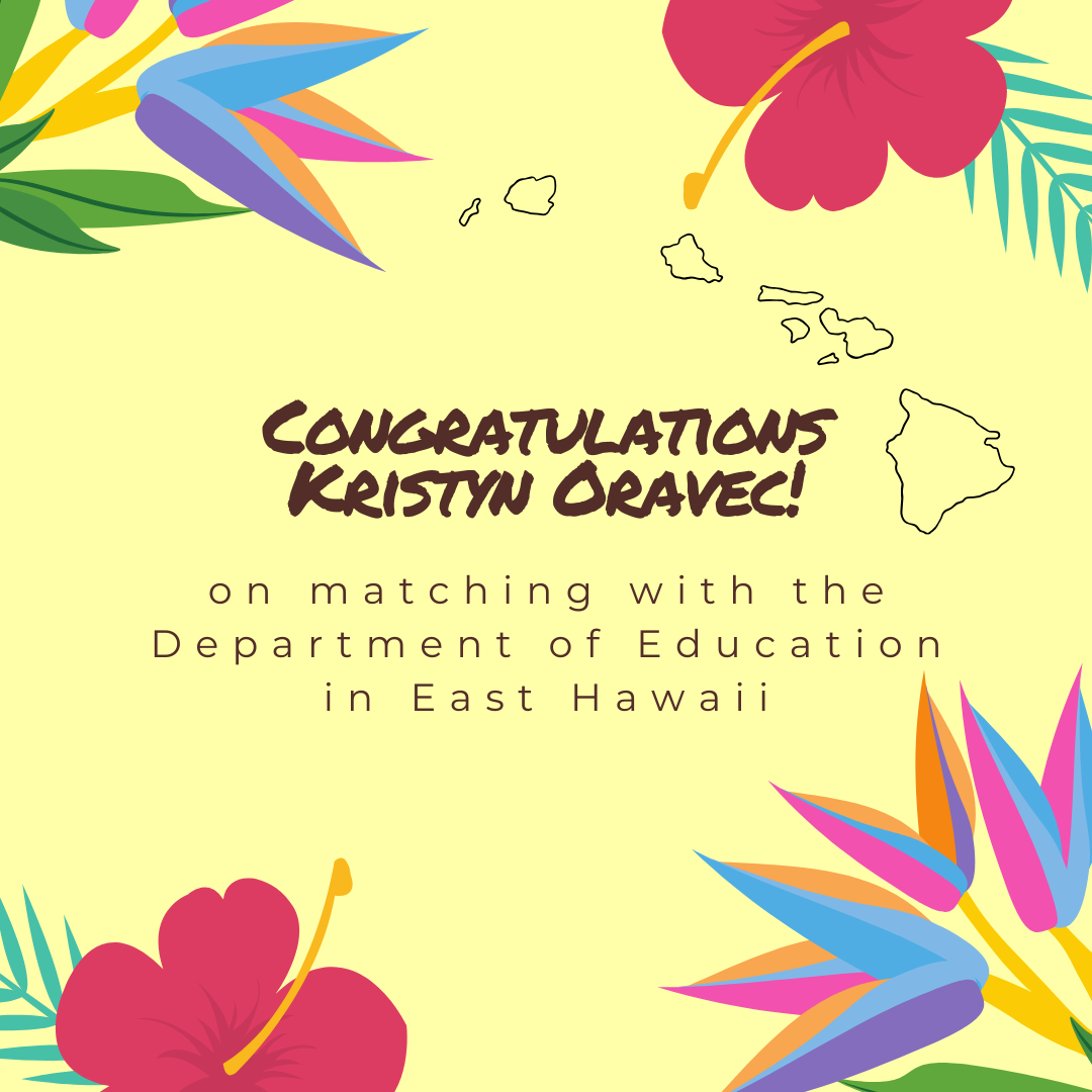 Congratulations to Kristyn Oravec and best of luck on your internship ...